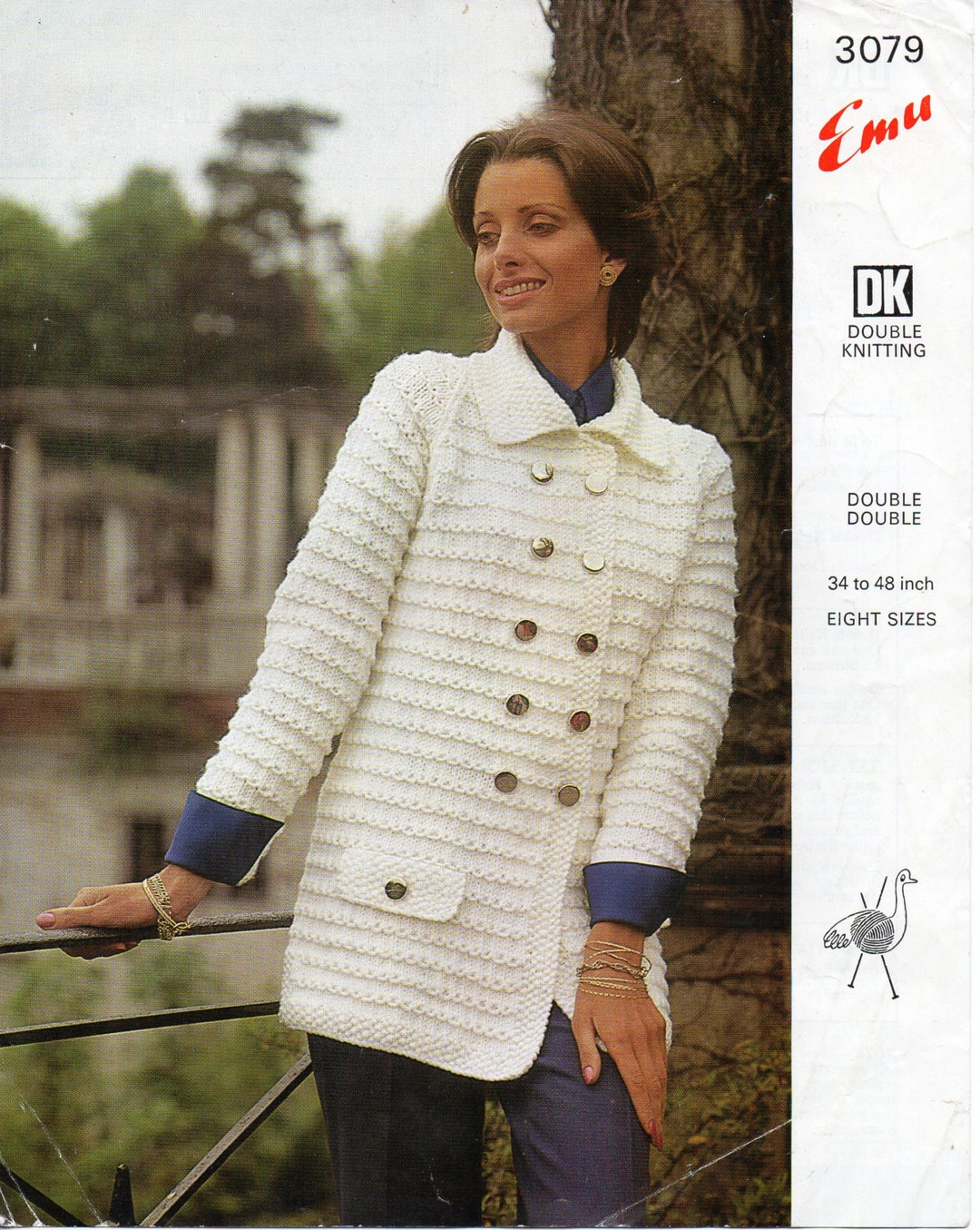 Vintage Womens Coat Knitting Pattern Pdf Chunky Ladies Double Breasted ...