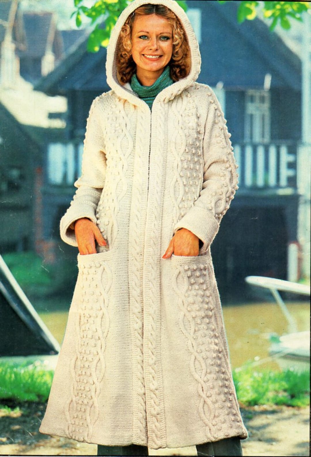Vintage Womens Aran Coat Knitting Pattern Pdf Ladies Hooded Cable Coat ...