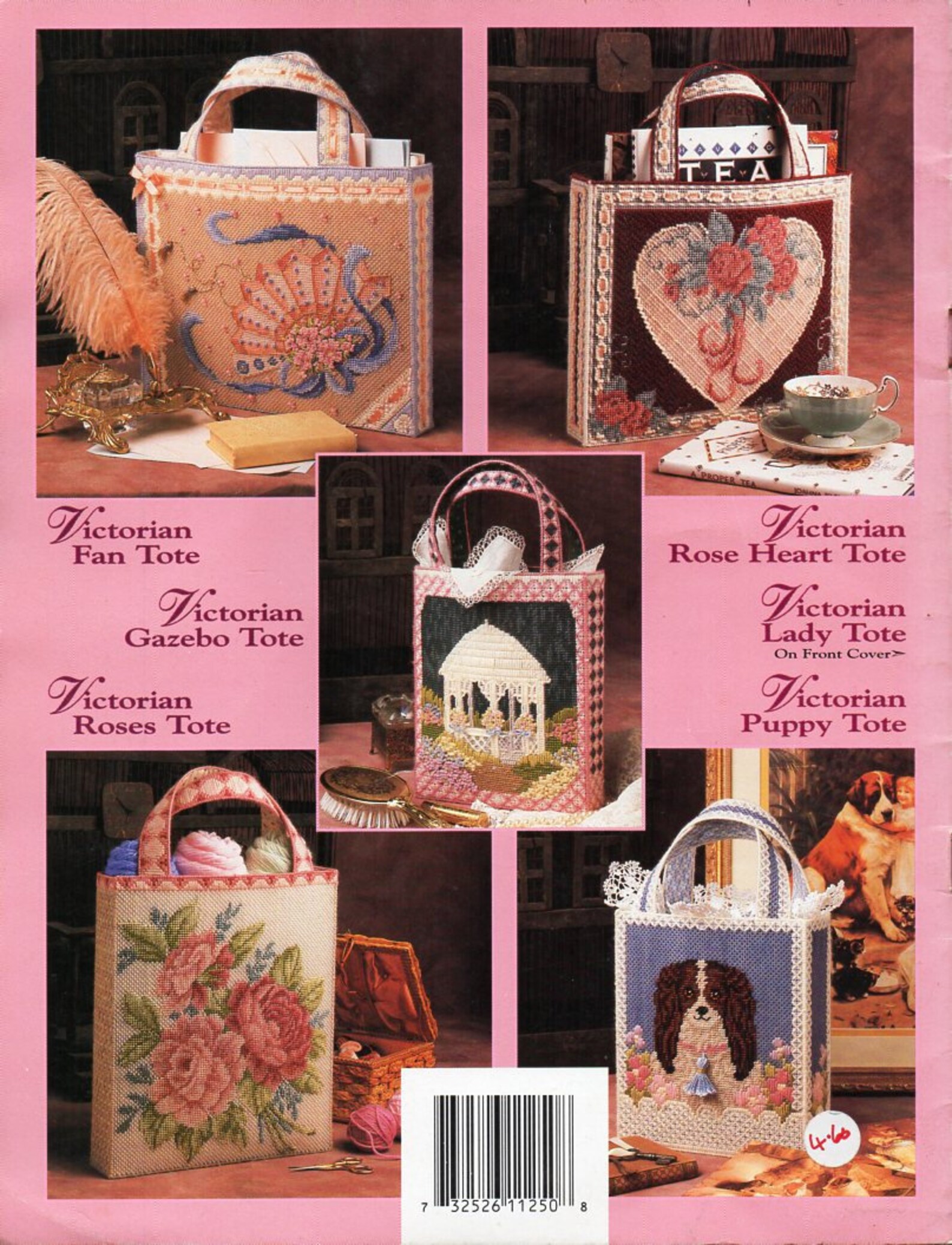 Vintage Plastic Canvas Pattern Pdf Victorian Tote Bag 6 Designs Colour ...