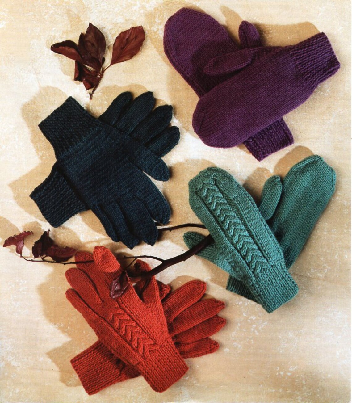 Gloves Mittens Knitting Pattern Pdf 2 Needle Gloves Mitts Small Medium ...