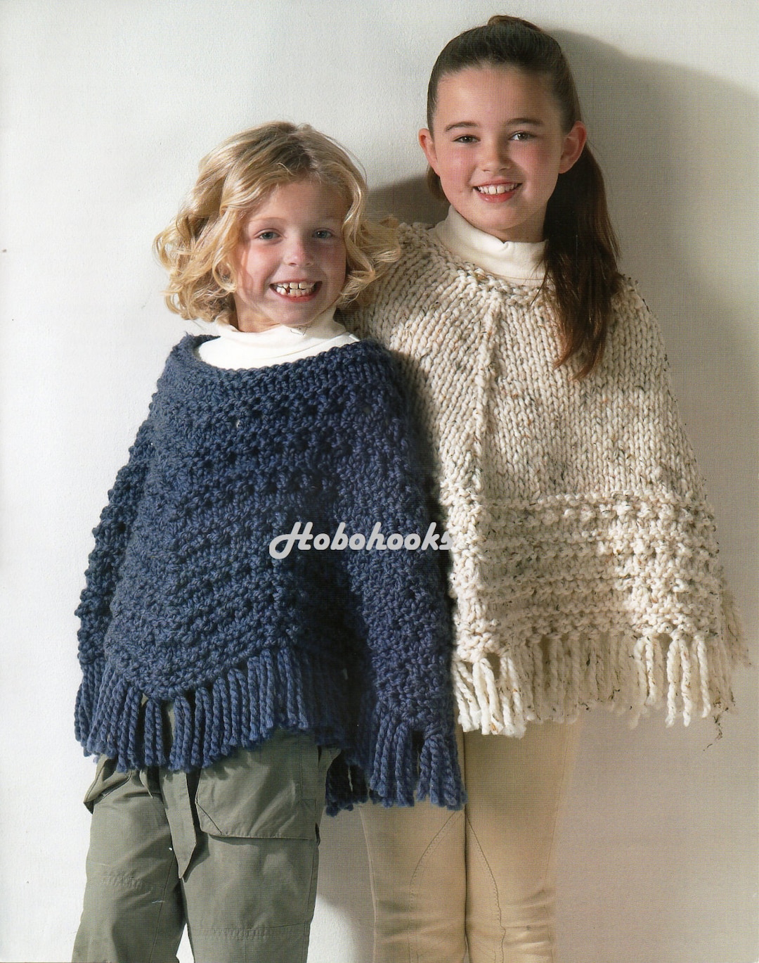 Girls Poncho Knitting Pattern Pdf Girls Chunky Ponchos Childrens Super ...