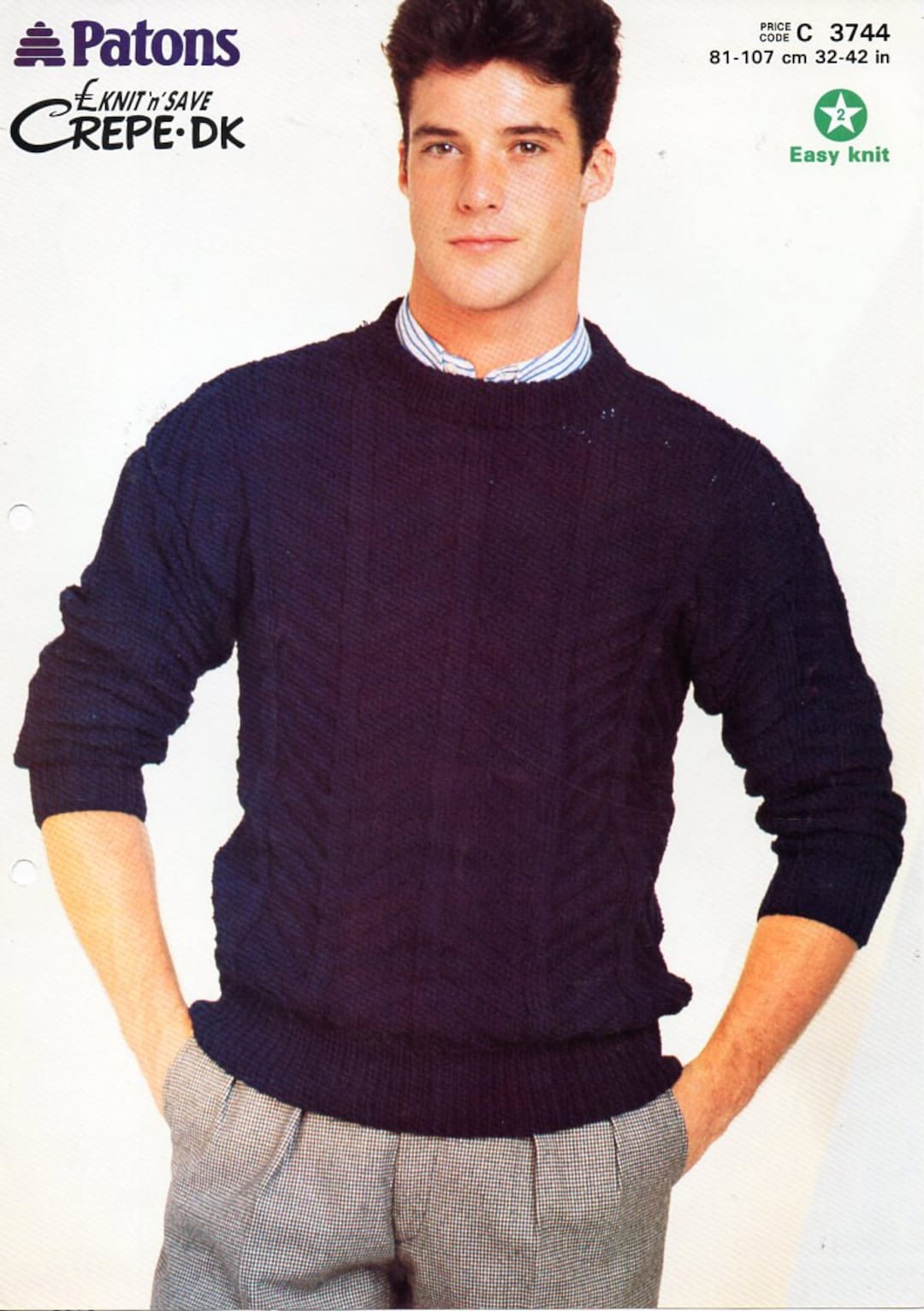 Mens Sweater Knitting Pattern Pdf Mens Jumper Patterned Ribbed Crew ...