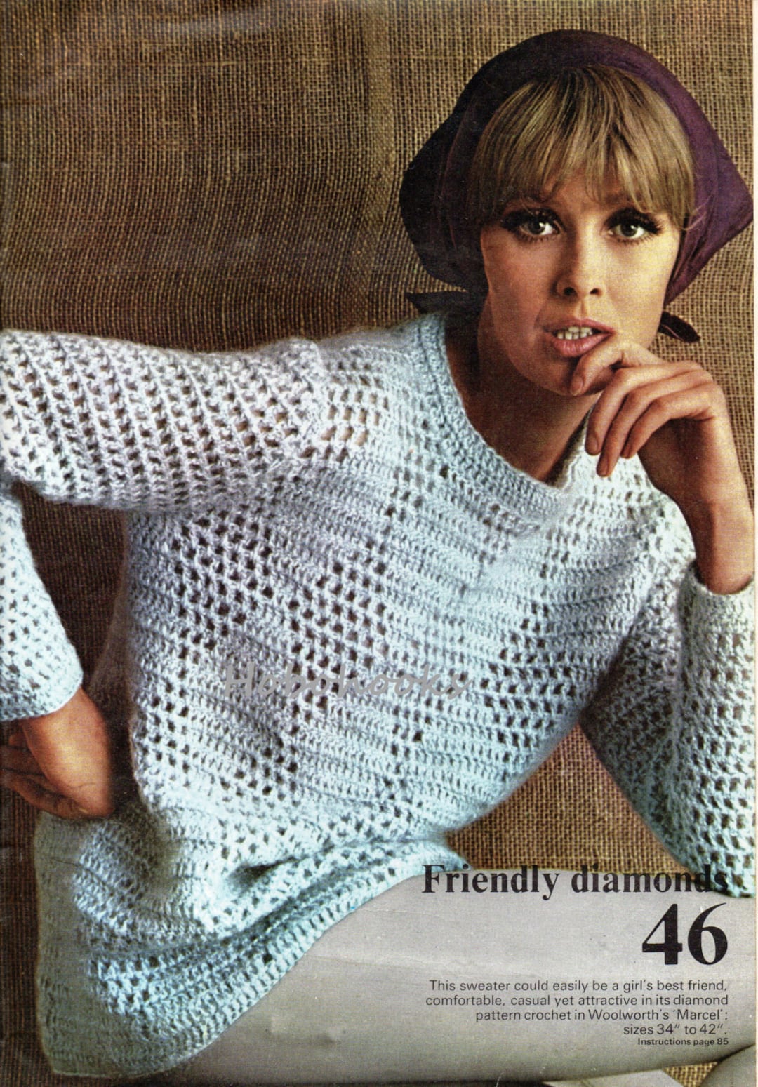 Ladies Crochet Pattern Ladies Diamond Pattern Sweater Crochet Sweater ...