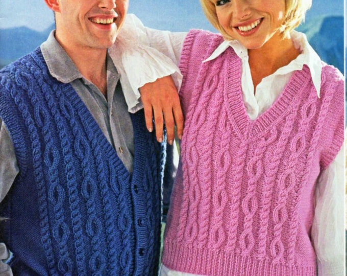 Womens Mens Aran Waistcoat Slipover Knitting Pattern Pdf - Etsy UK