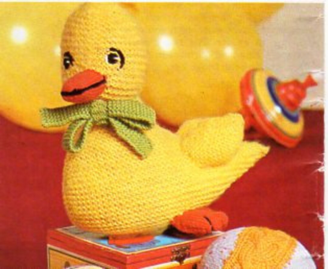 Vintage Baby Duck Knitting Pattern Pdf Duckling Toy 9.5" High X 10 ...