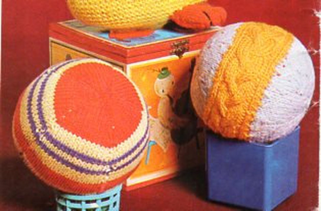 Vintage Ball Knitting Pattern Pdf Knitted Ball Toy Striped or Cable 14. ...