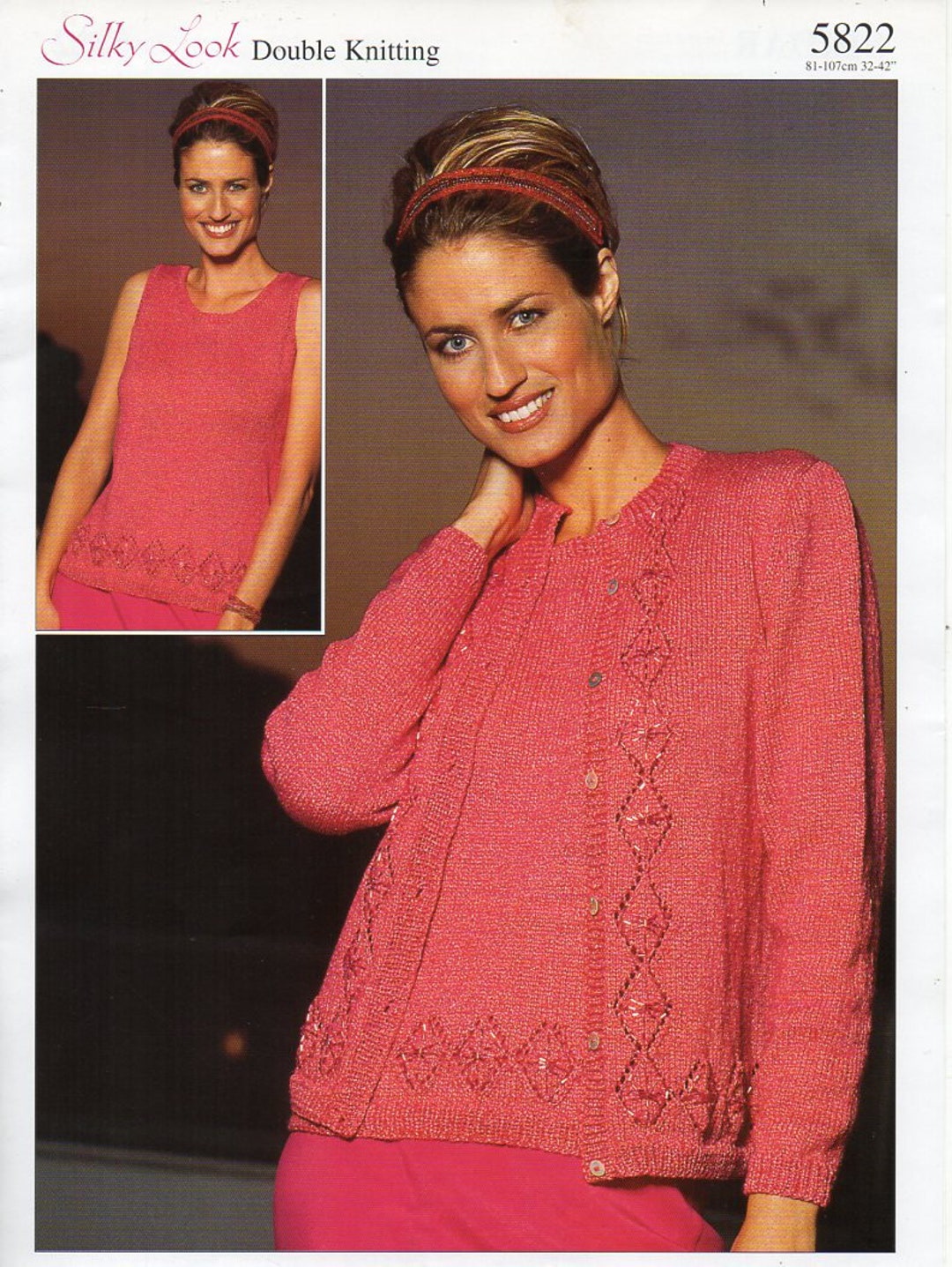 Womens Twin Set Knitting Pattern Pdf Ladies Lacy Top Cardigan Twinset ...