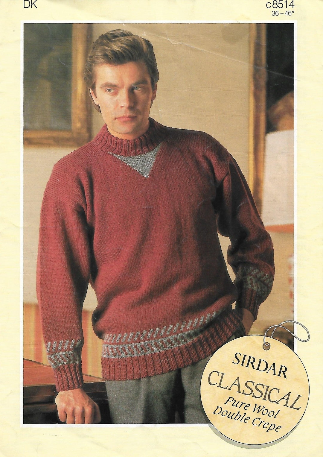 Mens Sweater Knitting Pattern Pdf Mens Round Neck Jumper 36-46" DK ...