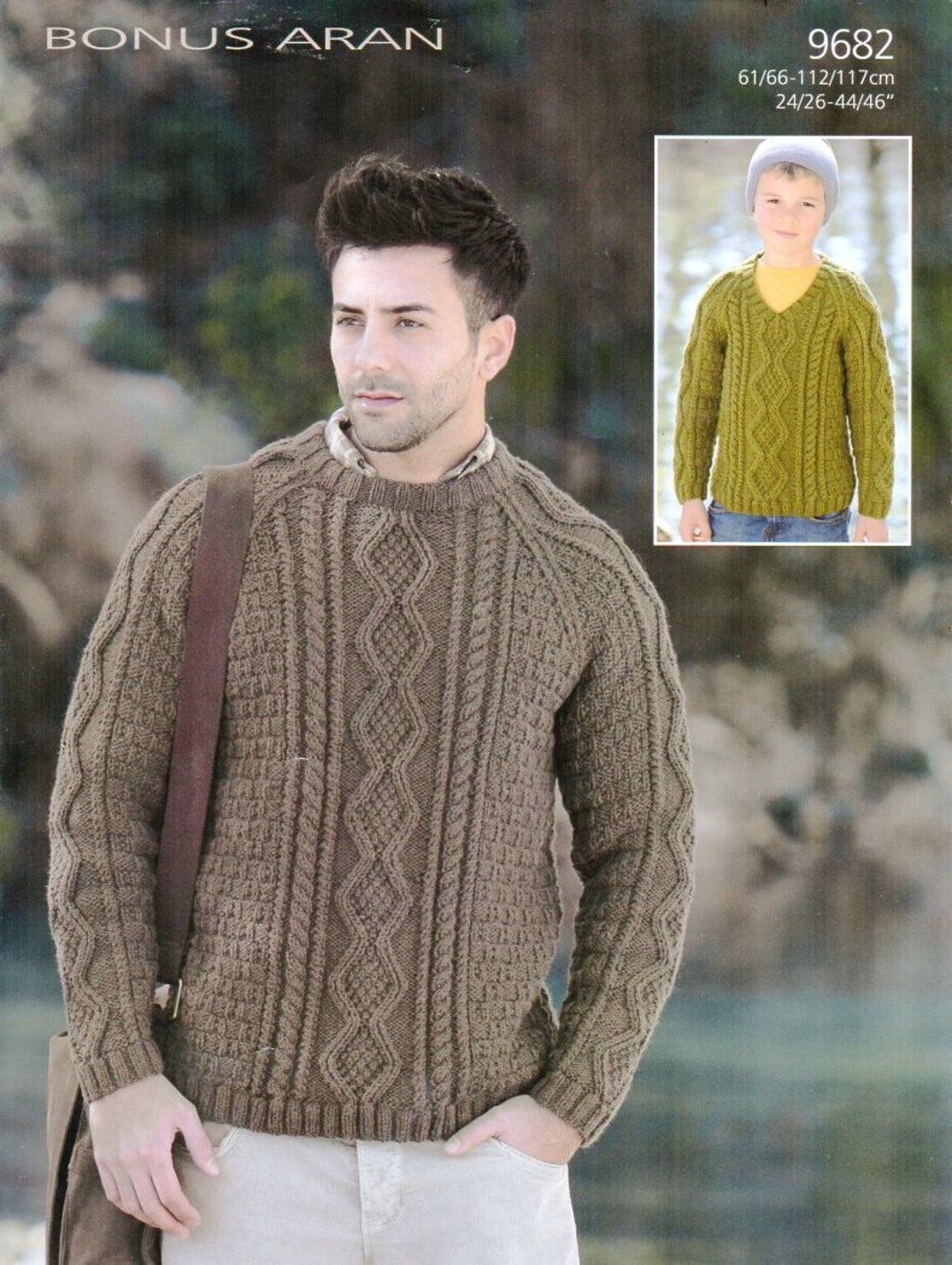 Mens Aran Sweater Knitting Pattern Pdf Download Mens Cable Crew Neck ...