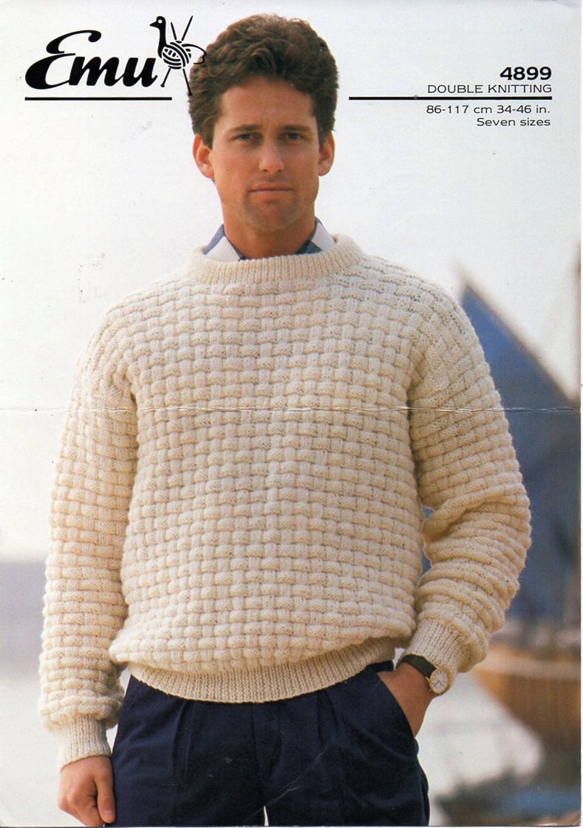 Mens Sweater Knitting Pattern Pdf DK Mens Patterned Round Neck Jumper ...