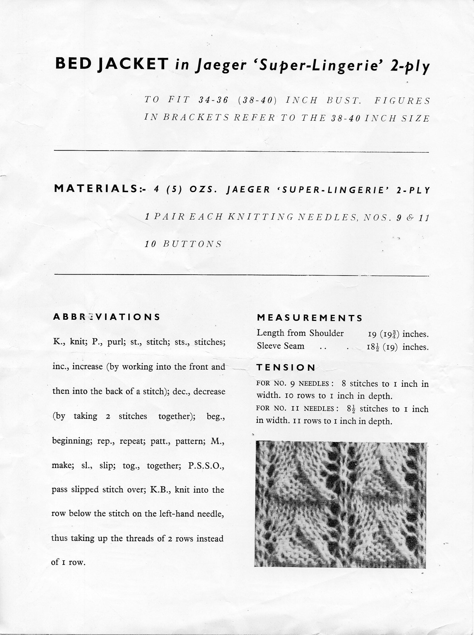 Vintage Womens Bed Jacket Knitting Pattern Pdf Ladies Bedjacket Lacy ...
