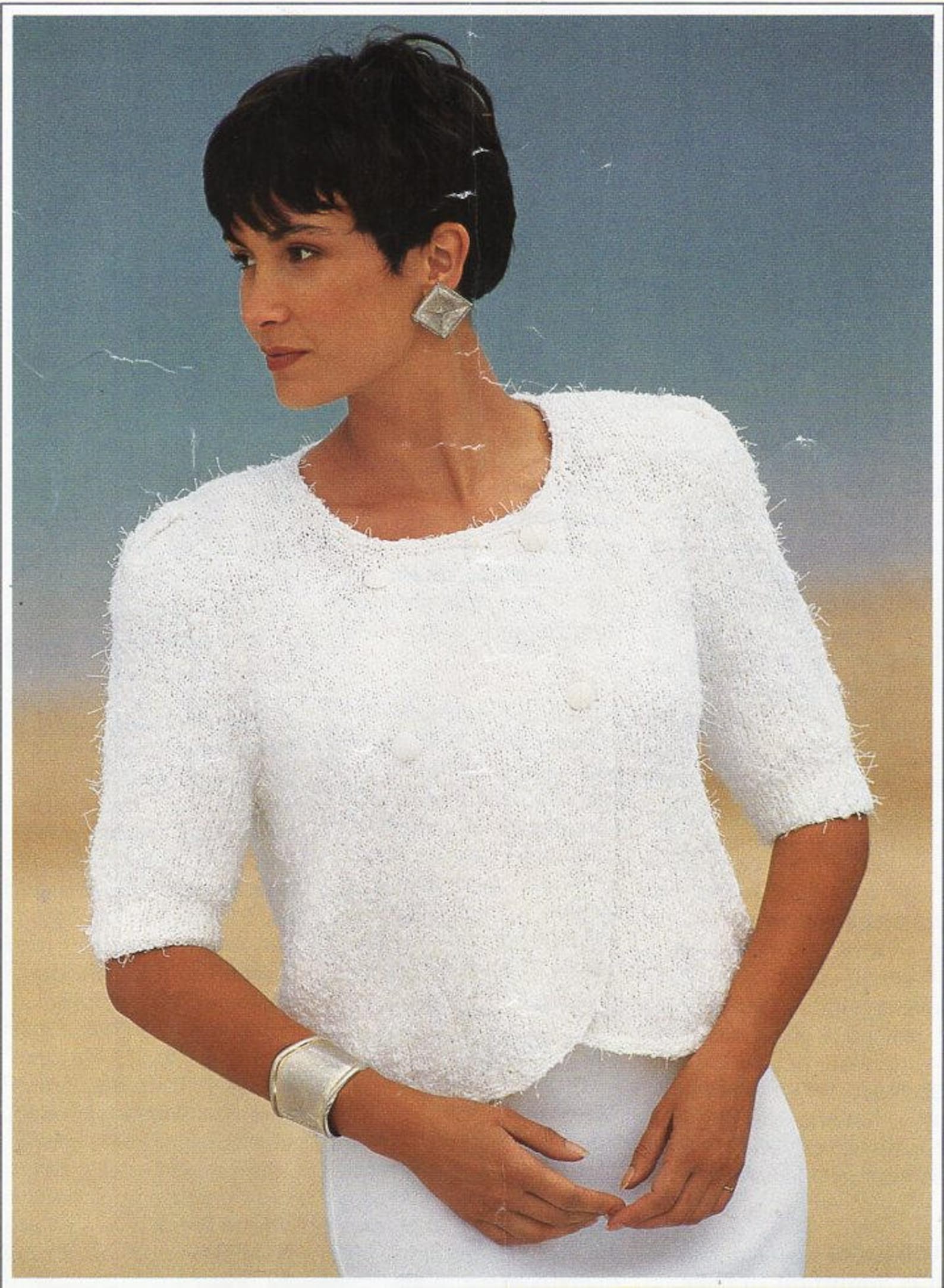 Womens Crossover Sweater Knitting Pattern Pdf Ladies Short Sleeve ...