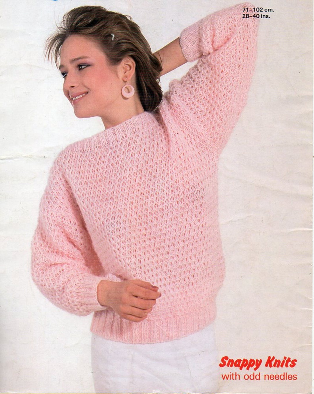 Womens Sweater Knitting Pattern Pdf Ladies Lacy Slash Neck Sleeve ...