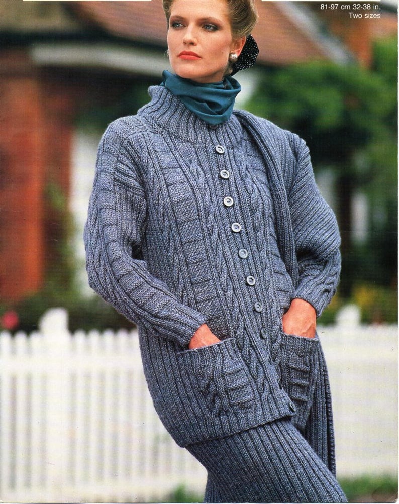 Womens Cardigan Skirt Knitting Pattern Pdf Ladies Long Line - Etsy