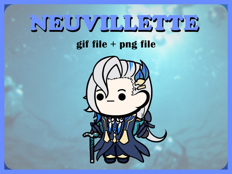 Chibi Animation - Genshin Impact - Neuvillette (gif and Png) - Etsy
