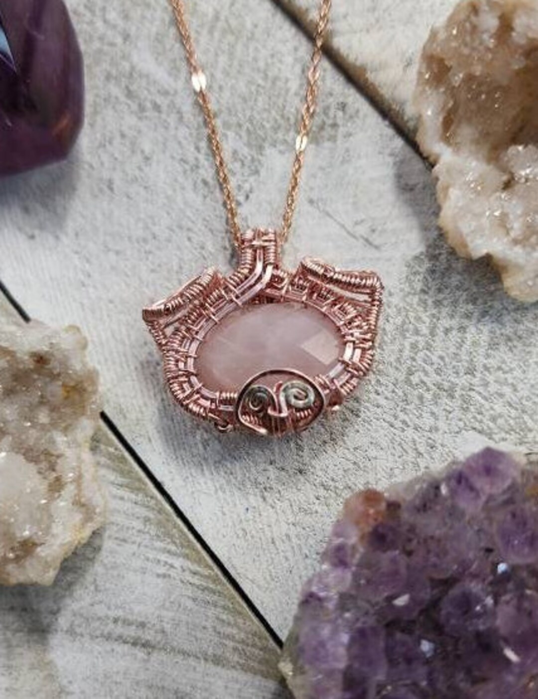 Rose Quartz Piggy Pig Piglet Pendant - Etsy