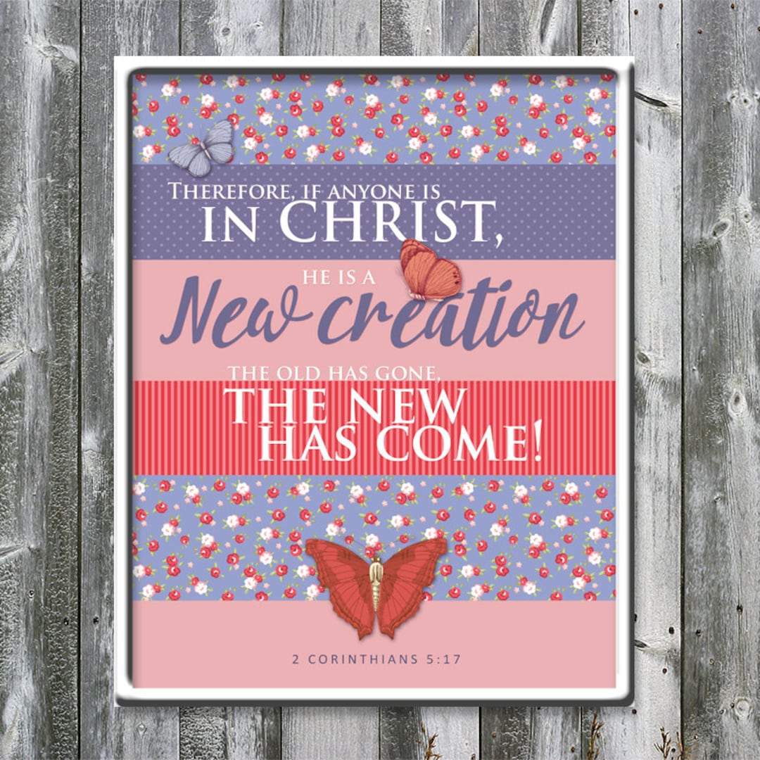 2 Corinthians 5:17 - New Creation - Nursery - Butterflies - Wall Art ...