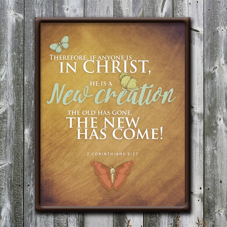 2 Corinthians 5:17 - New Creation - Nursery - Butterflies - Wall Art ...