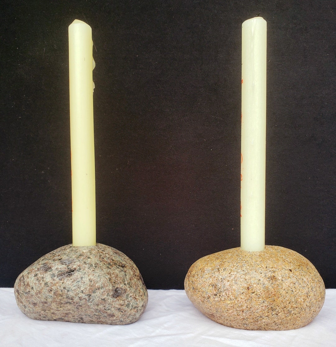 Rock Candle Holder, Stone Tapered Candleholder, Available as Sets or ...