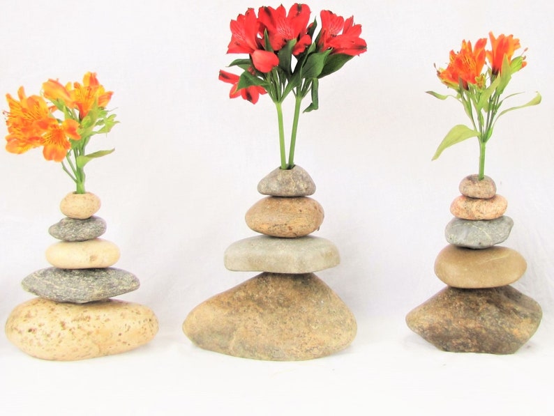 Vase Made of Stone Cairn or Stacked Rock Bud Vase Made With - Etsy UK