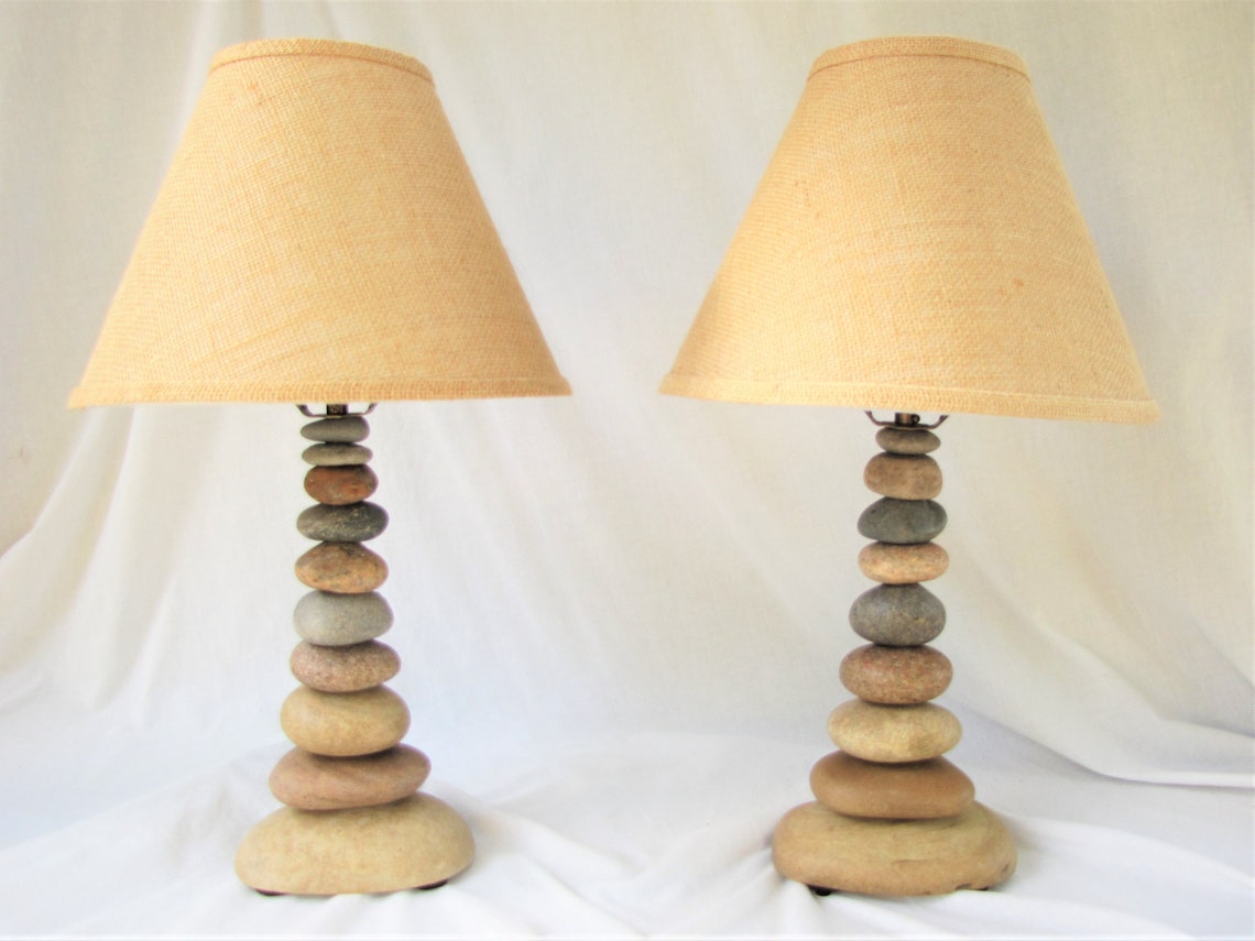 Rock Lamp large 24 Tall Stacked Stone Cairn Lamp - Etsy