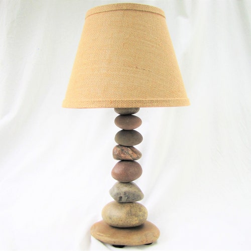 Rock Lamp medium 20 Tall Stacked Stone Cairn Lamp - Etsy