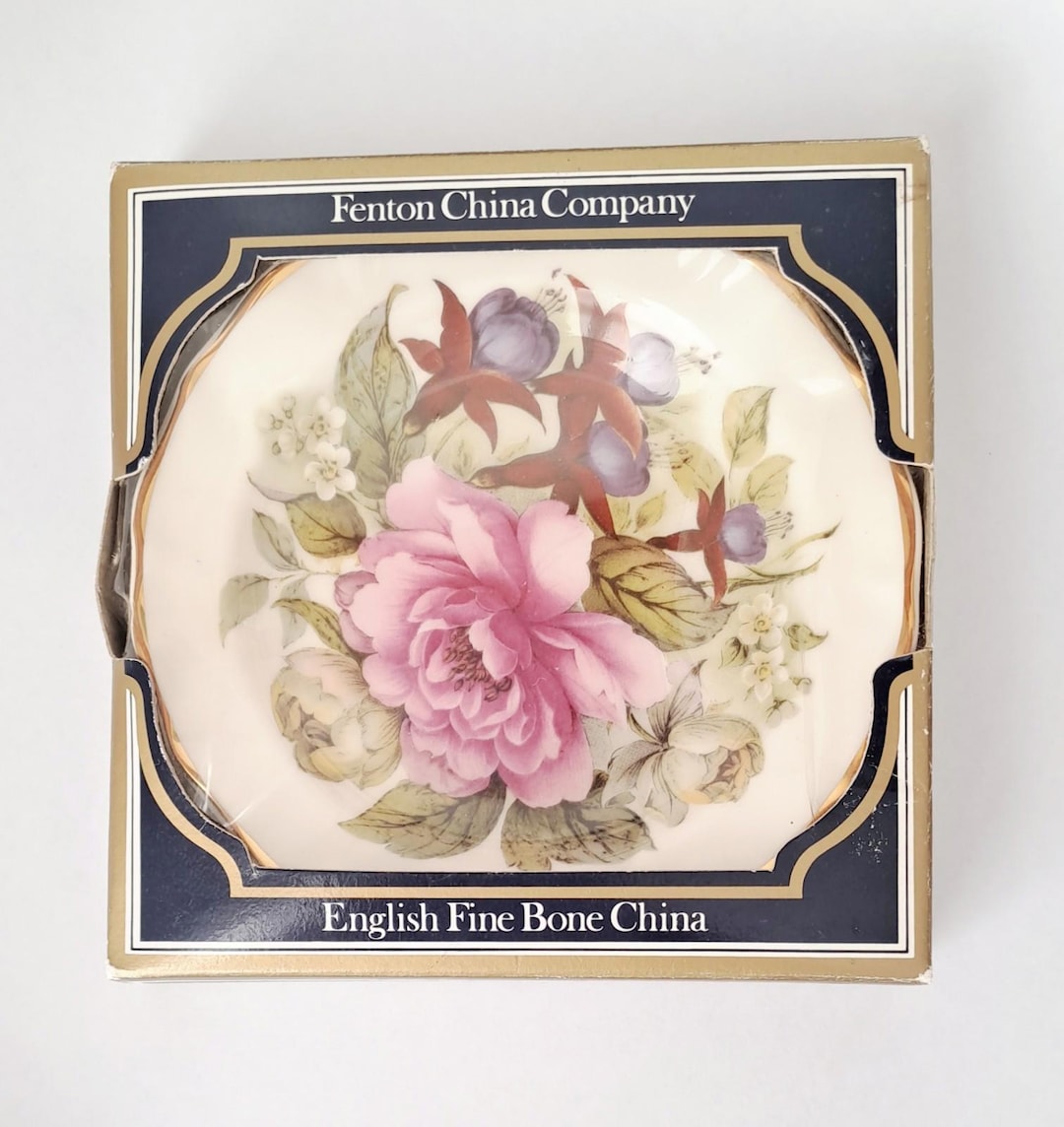 Vintage Fenton English Bone China Trinket Dish - Floral Gold Trim - Etsy
