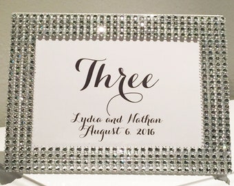5x7 RHINESTONE FRAME With Table Number. PERSONALIZED With | Etsy