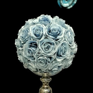 DUSTY BLUE Rose Ball. Dusty Blue Centerpiece. Dusty Blue Bouquet. Dusty ...