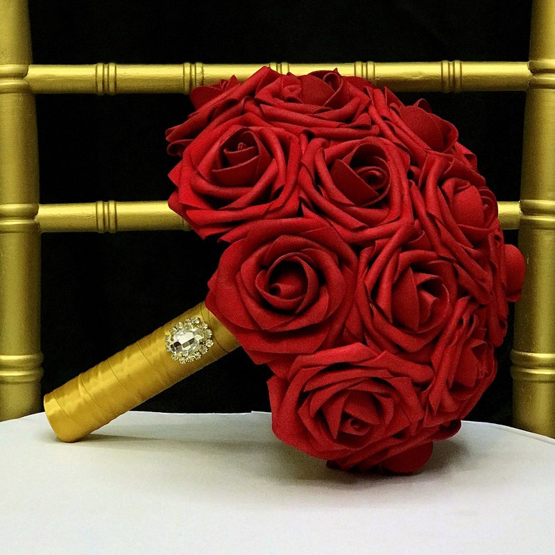 Red Rose Wedding Bouquet - Etsy