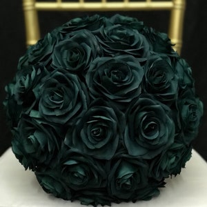 HUNTER GREEN Rose Ball. Hunter Green Centerpiece. Hunter Green Bouquet ...