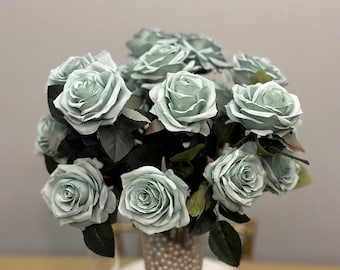 EMERALD GREEN Rose Bouquet With PREMIUM Silk Roses. Wedding Centerpiece ...