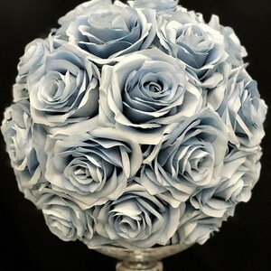 DUSTY BLUE Rose Ball. Dusty Blue Centerpiece. Dusty Blue Bouquet. Dusty ...