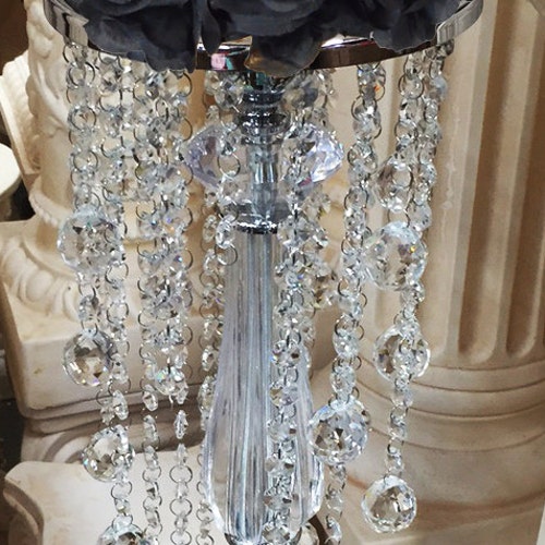 Crystal Centerpiece Stand With Crystal Globe Hanging - Etsy