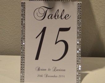 5x7 RHINESTONE FRAME With Table Number. PERSONALIZED With Bride and ...