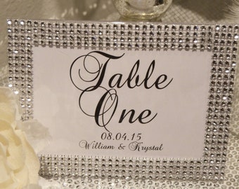 5x7 RHINESTONE FRAME With Table Number. PERSONALIZED With | Etsy