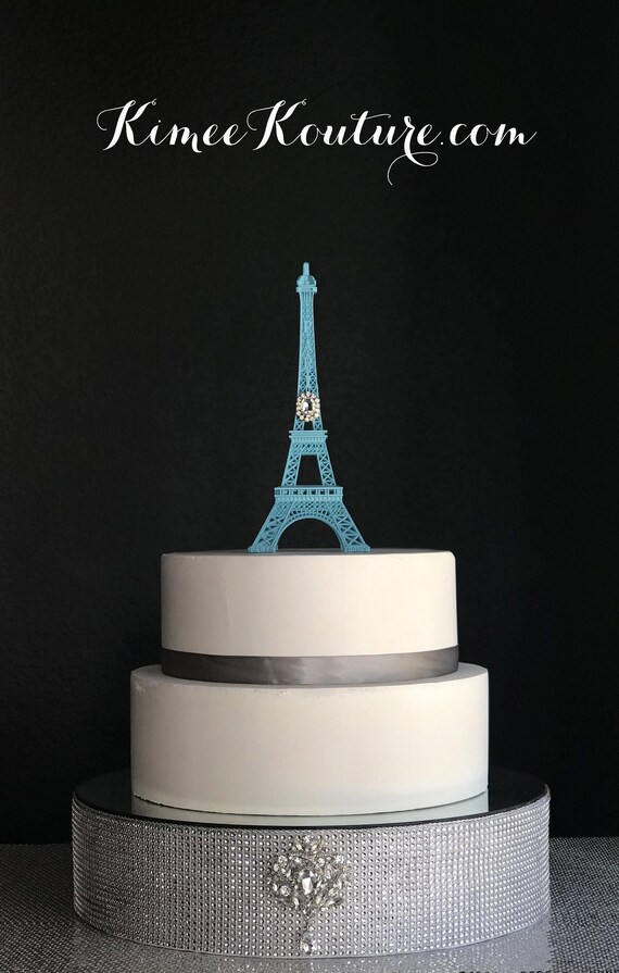 EIFFEL Tower Cake Topper With Rhinestone BROOCH. Paris Wedding | Etsy