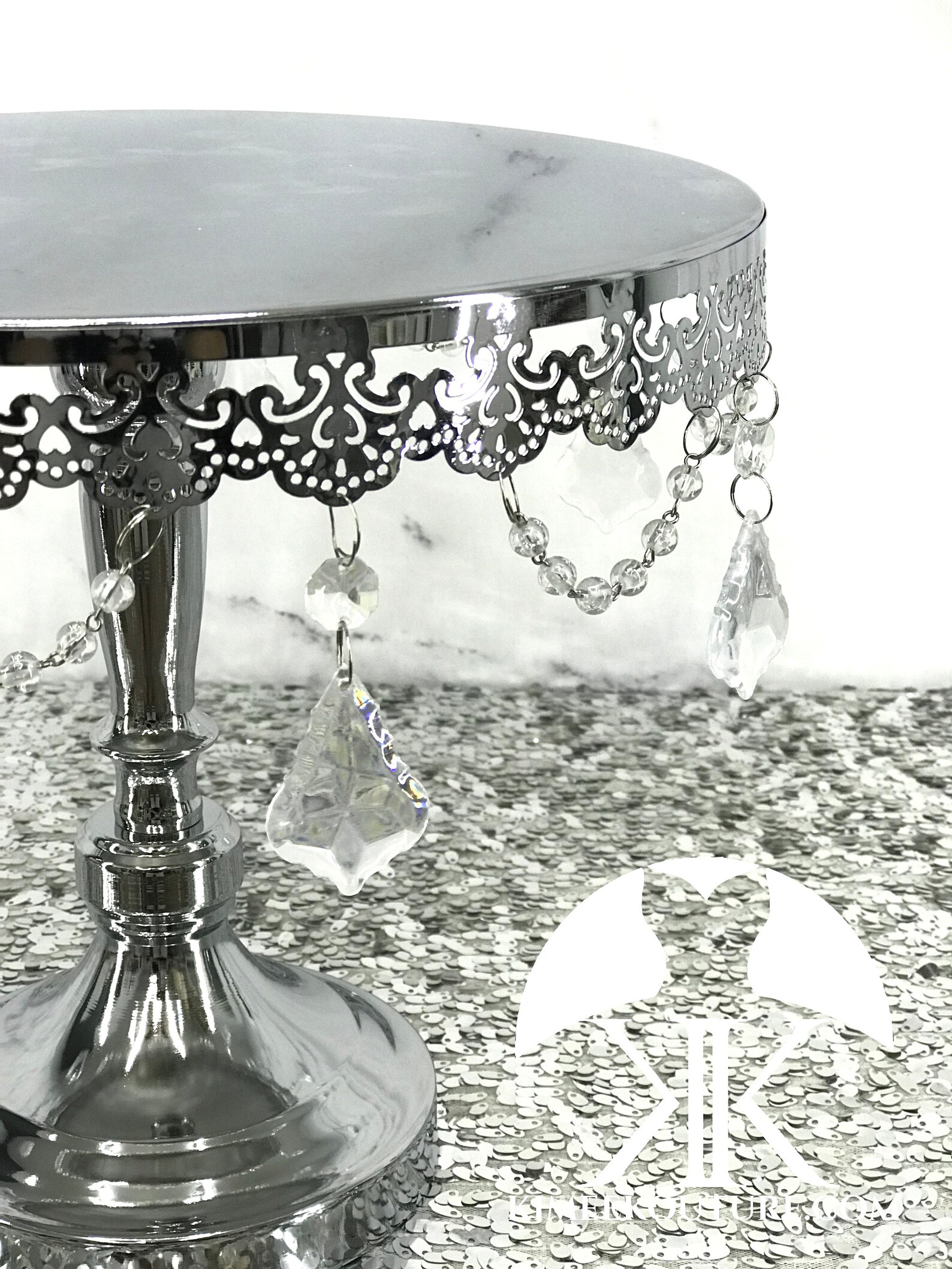 SILVER Cake STAND with CRYSTALS. Silver Centerpiece Stand. | Etsy