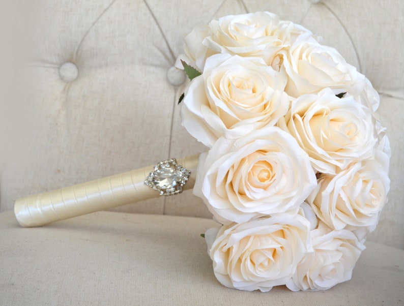 CHAMPAGNE Bridal Bouquet. Champagne Wedding. Brooch Bouquet. - Etsy