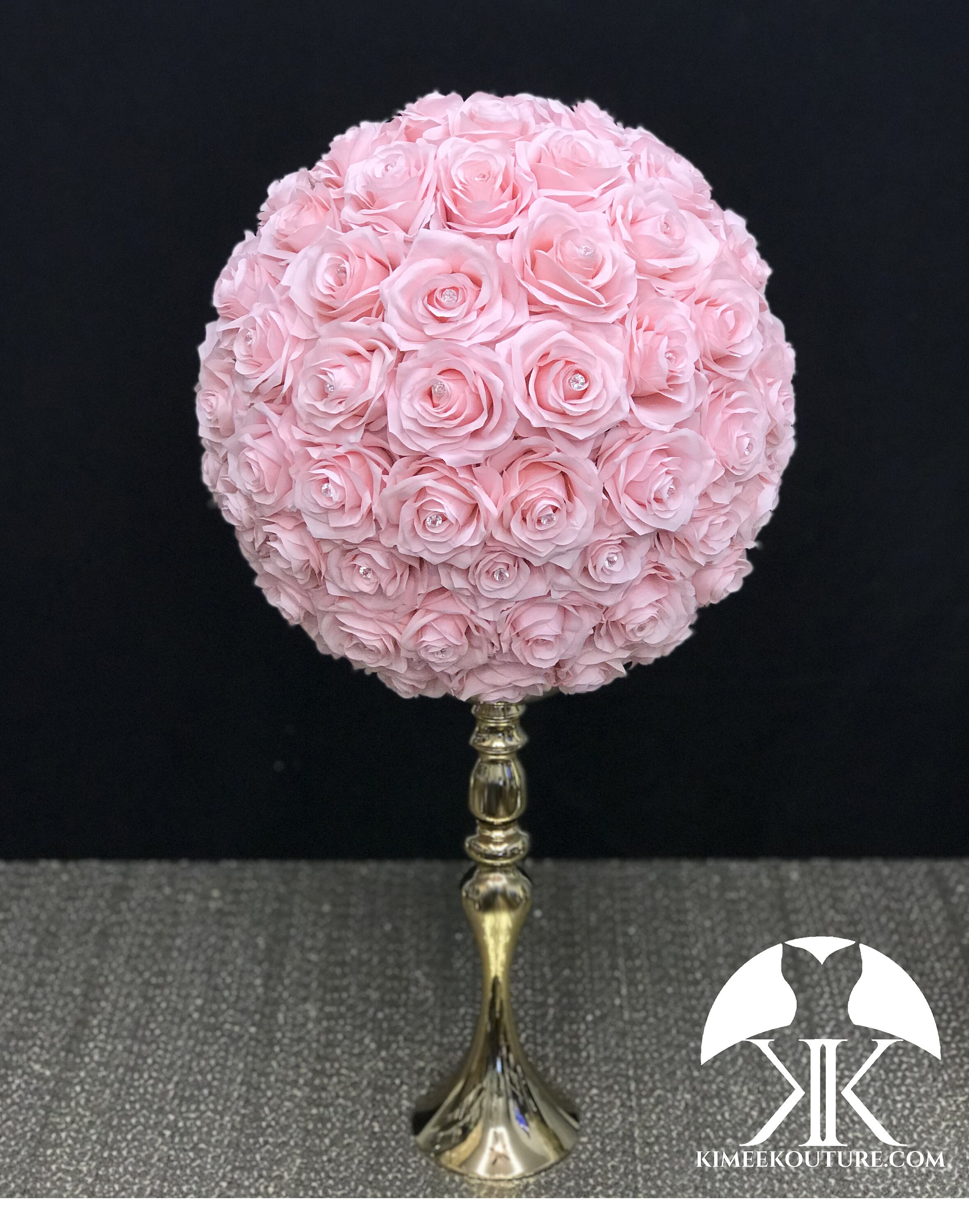 BABY PINK Flower Ball with RHINESTONE Gems . Baby Pink Rose | Etsy