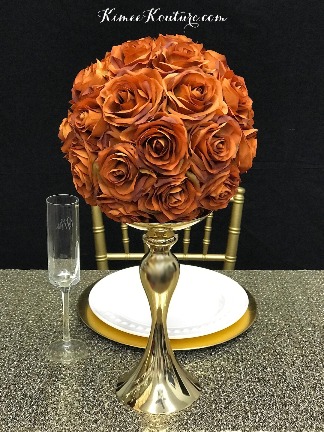 BURNT ORANGE Flower Ball. Burnt Orange Kissing Ball. Rust Wedding ...