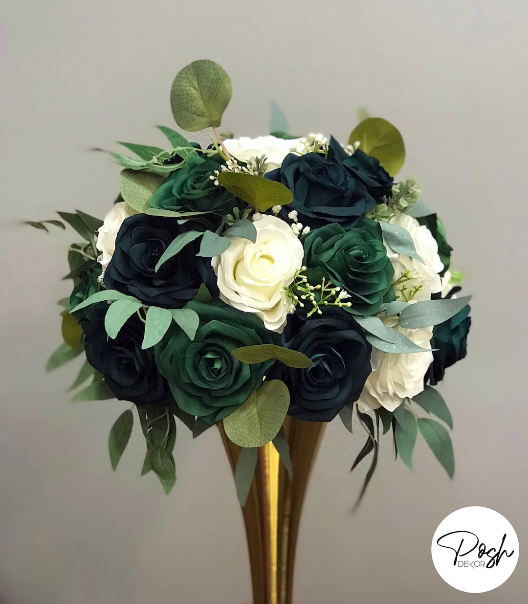 Emerald Green Rose Centerpiece: Rustic Wedding Eucalyptus Bouquet - Etsy