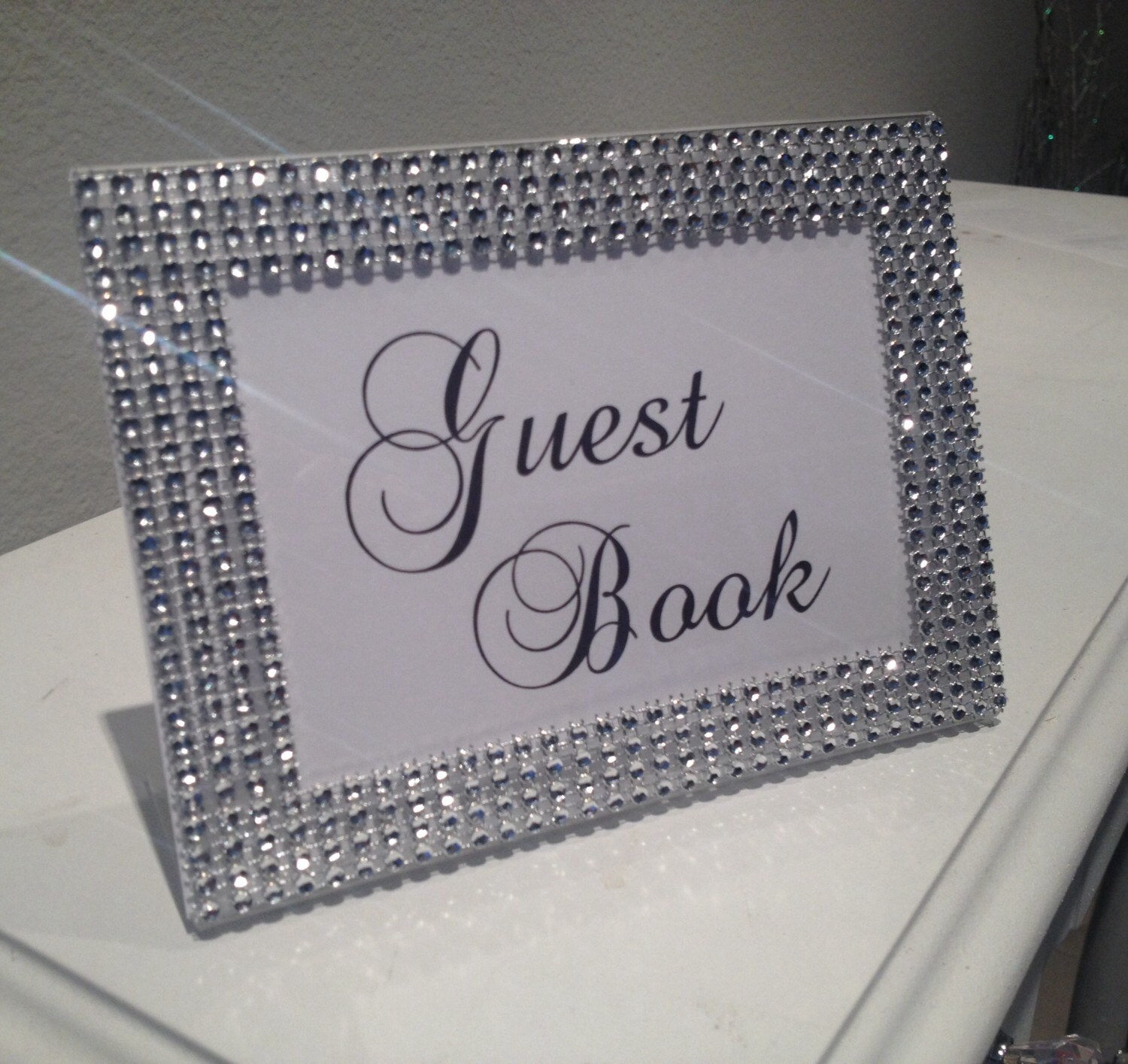 5x7 RHINESTONE FRAME With Guest Book Sign. Guest | Etsy