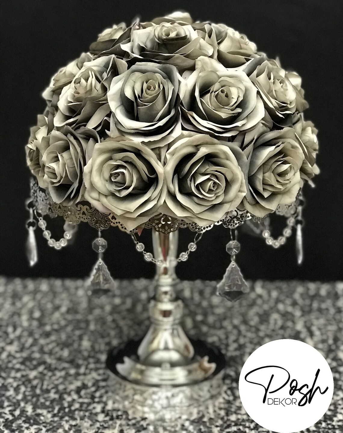 GRAY Rose Arrangement. GRAY Wedding Centerpiece. Floating - Etsy