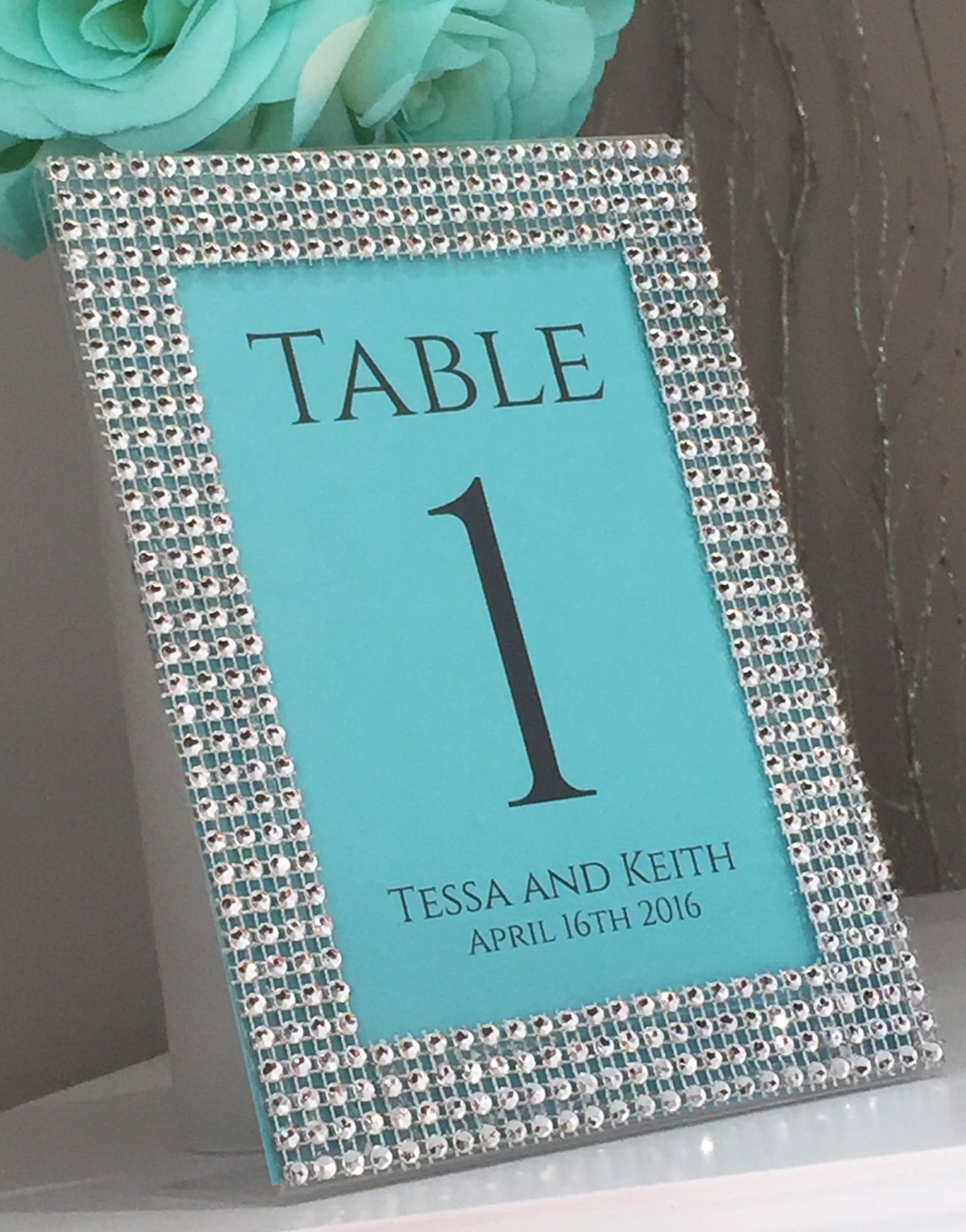 5x7 RHINESTONE FRAME With Table Number. PERSONALIZED With - Etsy
