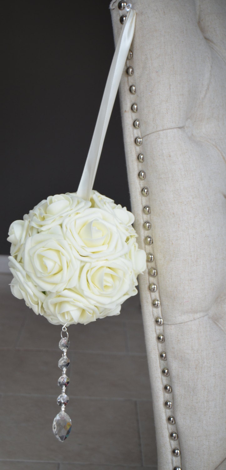 IVORY Kissing Ball With Crystal Bling Ornament WEDDING | Etsy