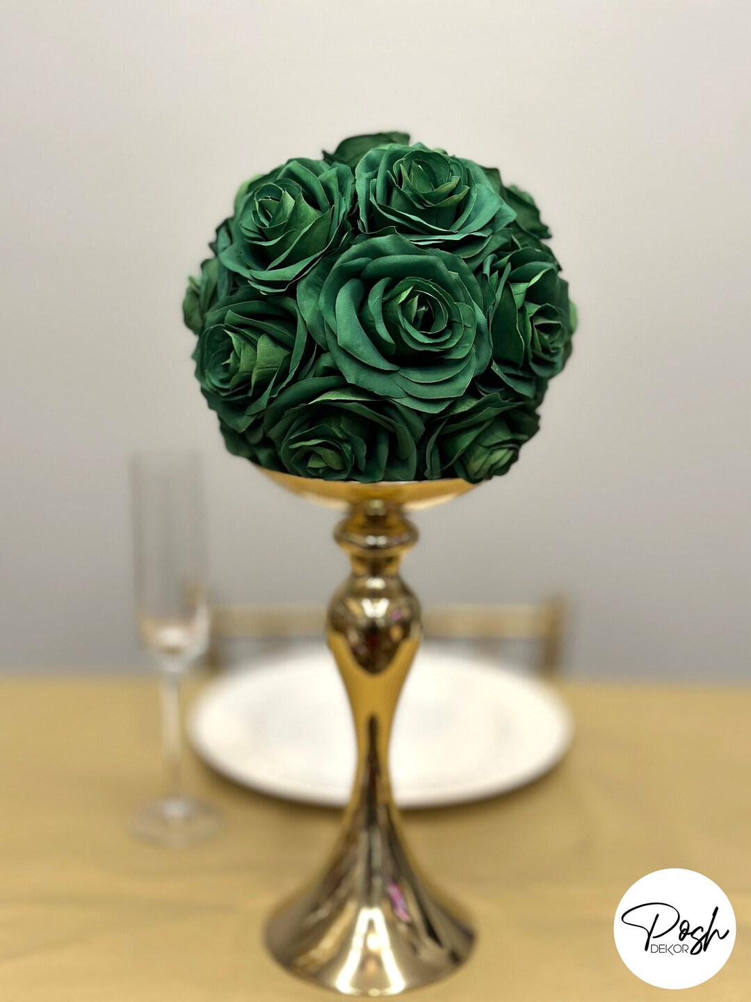 EMERALD GREEN Rose Ball Wedding Centerpiece Bouquet Kissing Ball Floral ...