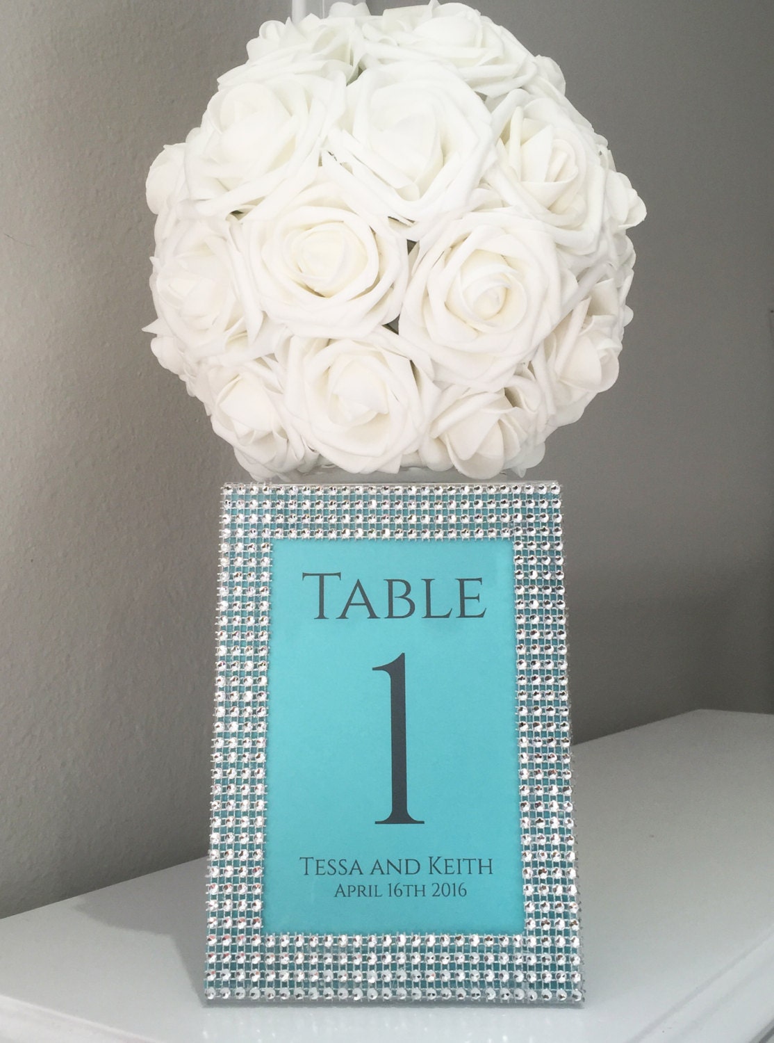 5x7 RHINESTONE FRAME With Table Number. PERSONALIZED With - Etsy