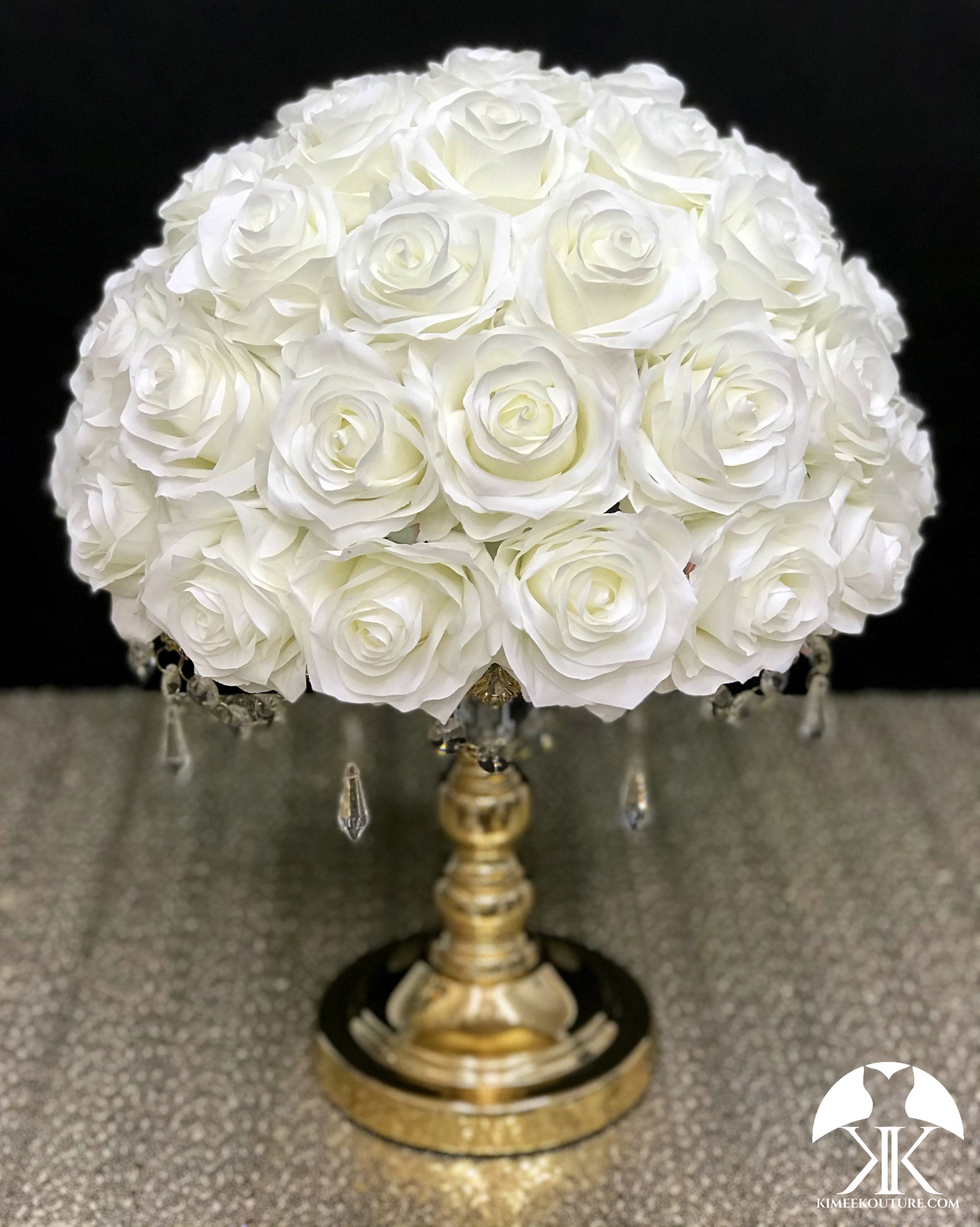 IVORY ROSE ARRANGEMENT. Ivory Wedding Centerpiece. Ivory Centerpiece ...