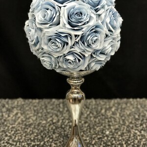 DUSTY BLUE Rose Ball. Dusty Blue Centerpiece. Dusty Blue Bouquet. Dusty ...